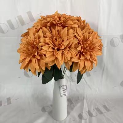 Китай Оптовая торговая торговля искусственным свадебным украшением шелк 7 голов букеты далии цветок продается