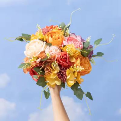 Китай Маленькие головы пионный куст Искусственный персидский розовый цветок Свадебный свадебный букет Розовые цветы шелковые продается
