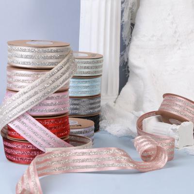 中国 日本 スパークリングピンクストライプ リボン DIY 弓 髪 アクセサリー ドレス アクセサリー シルバー 洋?? ストライプ 花 ギフト 商品 ストラップ 販売のため