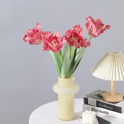 China 3D-geprinte enkeltakige papegaai tulp met tanden, kunstbloem met een vochtinbrengende touch, kunstbloementuin bouquet Te koop