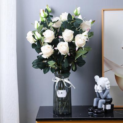 China Real bouquet, living room, TV cabinet, decorative vase, floral arrangement set, simulated flower decoration, Bulgarian moisturizing rose for sale