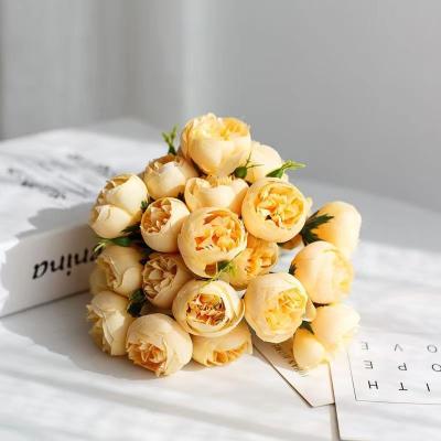 China 27 bundled tea roses, peony roses, simulated flowers, popular items, hand held tea roses, photo props, manufacturer wholesale for sale
