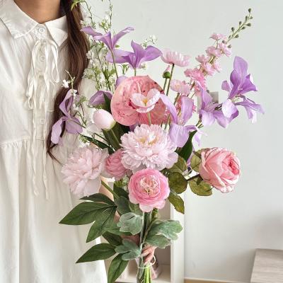 China Embroidered ball, rose, simulated flower, fake flower bouquet, living room decoration, graduation season photography, hand-held bouquet photography props for sale