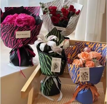 China Zebra pattern waterproof floral material, fresh flower packaging paper for sale