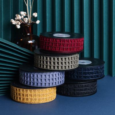 China New Japanese and Korean hollowed out ribbon with grid woven ribbon bow hair accessories bouquet packaging woven ribbon shoelaces clothing gift box ribbon for sale
