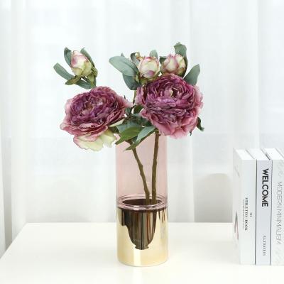 China High-end 28-layer baked edge peony flower home living room decoration artificial flower ornaments wedding artificial flower wholesale for sale