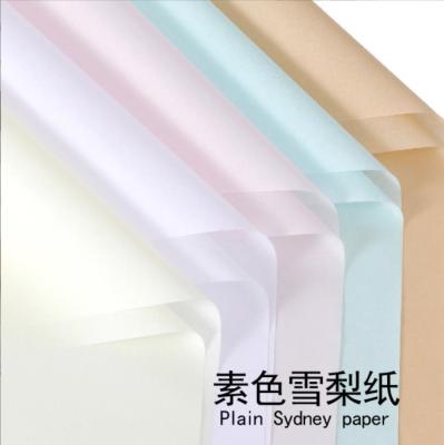 China Blütenverpackungspapier, massivfarbiges Birnenpapier, Blumenstraußverpackungspapier, wasserdichtes Farbpapier, Blumenkunst-Dekorationsmaterialien, Blumengeschäftsbedarf zu verkaufen