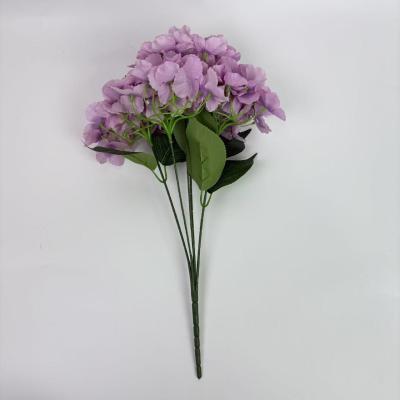 China Hortensias artificiais com folhas, flores artificiais para casamento, decoração de sinalização de casamento, colocação em casa à venda