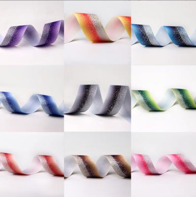 China Handmade decorative rainbow ribbon gradient heat transfer printing powder coated ribbon, size 50 per roll, factory direct sales for sale