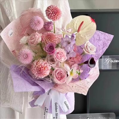 China Thickened linen fiber paper with a high-end feel for flower bouquet wrapping paper and handcrafted flower shop floral art materials for sale