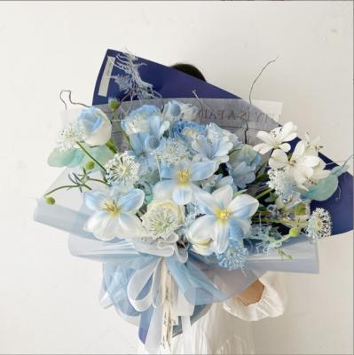 China Verdikte gele folie, gekleurd halfdoorzichtig cellophane, bloemenboeketten, waterdicht bloemenverpakking, kristalpapier, verpakkingsmateriaal voor bloemenkunst Te koop