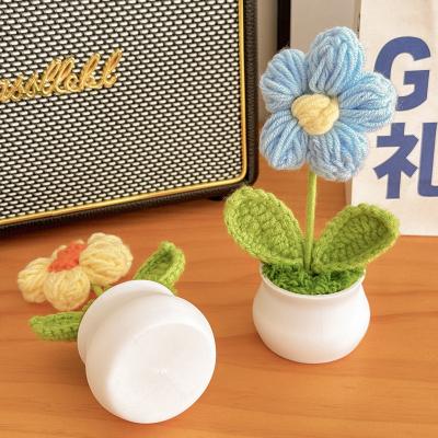 China Birthday gift for girls: puff pastry, small flower potted plant, desk decoration, hand-woven artificial wool, artificial flower for sale