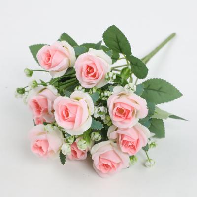 Cina Simulazione di matrimoni, piccole rose, fiori simulati, fiori finti, fotografia di nozze di grandi dimensioni, bouquet di fiori, accessori per la decorazione del desktop domestico in vendita