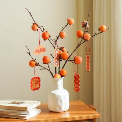 China Customized Size Simulation 8 Small Persimmons Imitation of Real and Fake Persimmons Variety Flowers for Home Decoration Wedding for sale