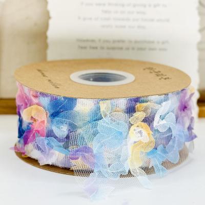 Cina 5cm/100m Poliestere in stile coreano Petali floreali con scarpe Cappelli da fiore Archi da fiore DIY Accessoiri per capelli Materiale di seta in vendita