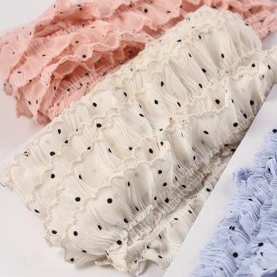 Cina Accessori per capelli in nastro verde intrecciato per vestiti da neonato e gonne Lolita, orlo a pois increspato, 100m in vendita