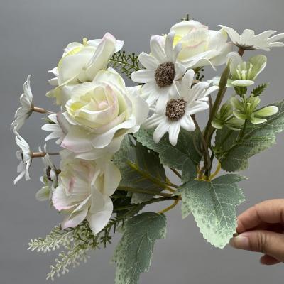 China Simulatie Hoek Rose Chrysanthemum Combinatie Bundle Zijde Bloem Huis Woonkamer Hotel Bruiloft Fotografie Prop Ornament Te koop