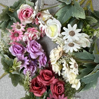 China Simulatie Hoek Rose Chrysanthemum Combinatie Bundle Zijde Bloem Huis Woonkamer Hotel Bruiloft Fotografie Prop Ornament Te koop