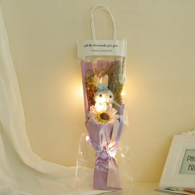 China 520 Valentijnsdag Ins Mini Imitatie Gebreide Wolle Puff Boeket Geschenk Voor Verjaardaggenoot Vriend Te koop