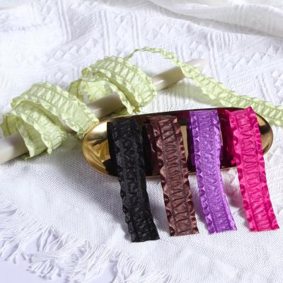 China Milieuvriendelijke Gevouwen Polyester Rokrand Geweven Lint Strik voor DIY Haaraccessoires en Geschenkverpakking Te koop