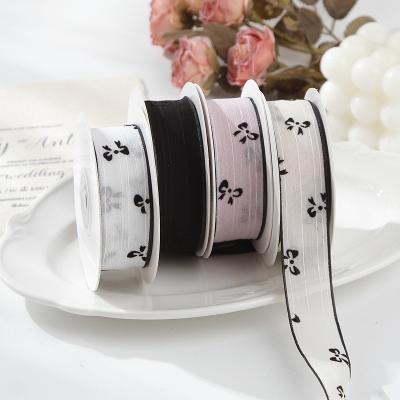 China Polyester Vlinderprint Sneeuwlint Haaraccessoires Milieuvriendelijk DIY Strik Bloem Cadeauverpakking Te koop