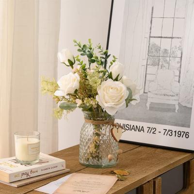 China Amazon source artificial rose bouquets for living room and home decoration, artificial rose artificial flowers for sale