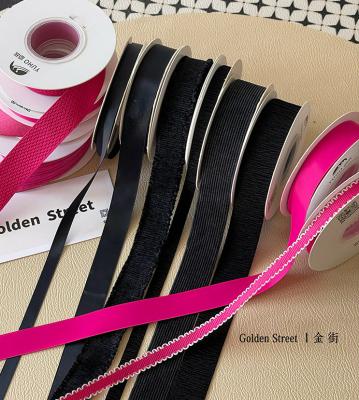 China Aangepaste kleuren Barbie roze lint bloemenboeket band cadeau DIY strik bloemenwinkel bloemistmaterialen Te koop