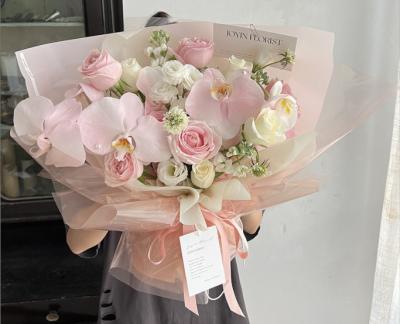 Cina Fiocco a bouquet di fiori serie pesca tenue con cinturino per San Valentino 2024, fai da te, fatto a mano, nastro floreale intrecciato, 2,5 cm, utilizzo in vendita