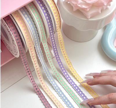China Lace Jumping Grid Ribbon Flower Bundle Bow Tie Cake Baking Ribbon Floral Art Handgemaakt DIY materiaal Te koop