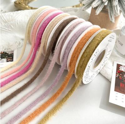 China Milieuvriendelijke Pluche Holle Lint Bloemenboeket Handgemaakte Kerstmis Bloemige DIY Cadeau Zak Taart Bindbanden Te koop