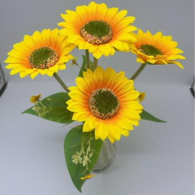 China Fiori simulati Fiore di girasole Falso Bouquet Fiore di girasole fazzoletto Fiore Bouquet Nozze Hotel Decorazione Fiori for sale