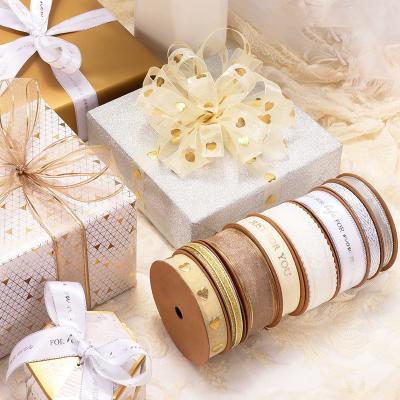 China Fita de Seda de Neve para Decoração de Presentes de Natal 520 em Poliéster Dourado Ouro e Prata Seda à venda