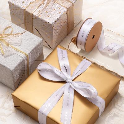 China Fita de Seda de Neve para Decoração de Presentes de Natal 520 em Poliéster Dourado Ouro e Prata Seda à venda