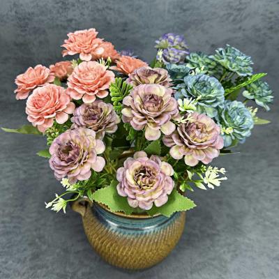Cina Simulazione di un mazzo di rose di ibisco a 7 teste decorazione domestica decorazione di una scena di matrimonio decorazione transfrontaliera decorazione a mano di fiori falsi in vendita