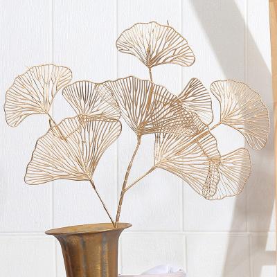 China New Year's Ginkgo Leaf Bouquet Golden Interior Decoration Leaves Silk Flowers Tianjin Manufacturer Customized Processing Fake Flowers for sale