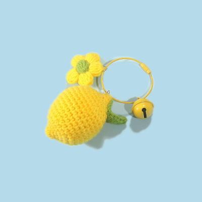 China Cute Mini Lemon Style Keychain Knitted Crochet Wool Thread Keychain Handmade Fashionable Bag Accessory for sale