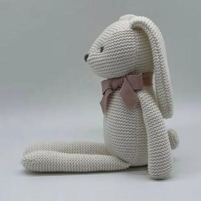 China Cute Crochet 100% Organic White Rabbit Toy Stuffed Plush Bunny with PP Cotton Filling for sale