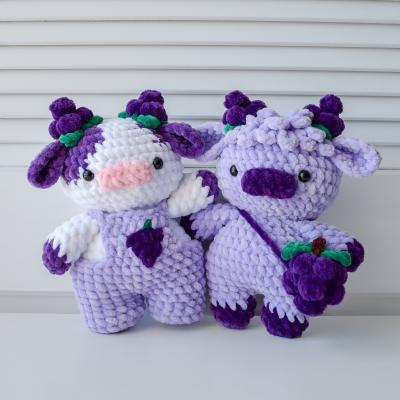 China Kaiyue Custom Pink Plushie Cow Toy Strawberry Cow Amigurumi Crochet Doll with Plush Animal Stuffed Animal Toys for sale