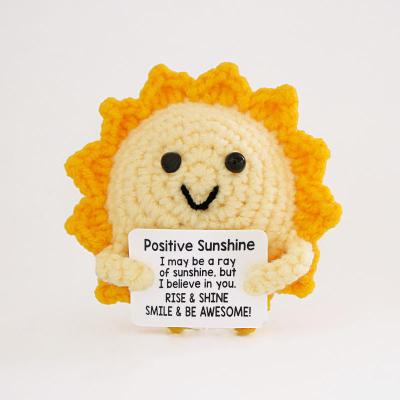 China New Hot Sale Eco-friendly Handmade Emotional Support Sun/Moon Folk Art Crochet Wool Doll with Plant Pattern for Anniversary for sale