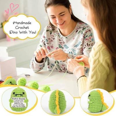 China Hot Sale Positive Energy Dinosaur Short Plush Knitted Doll Emotional Comfort Cartoon Animal Handmade Crochet Ornaments 31cm-50cm for sale