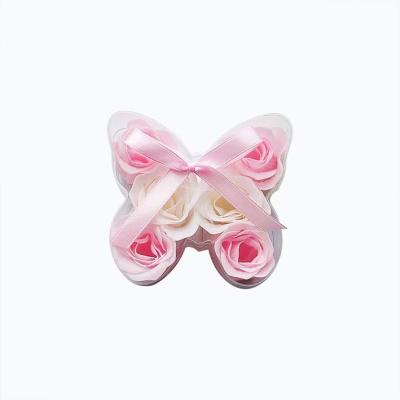 China Custom Scent Butterfly Shaped Rose Flower Bath Soap Fruit Ingredient Wedding Valentine Romantic Gift Soap for sale