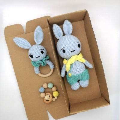 China 100% Handmade Crochet Bunny Toy Amigurumi Dolls Crochet Animals Plush Stuffed Bunny Baby Teething Toy for sale