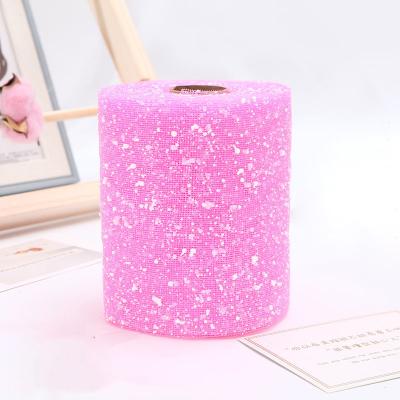China White Snow Dots Organza Tulle Rolls Wrapping Mesh Fabric 15cm X 5 Yards for sale