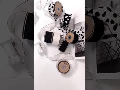 versão coreana brilhante preto e branco borda neve cinto têxtil bricolage arco cabelo acessórios loja de flores embalagem de flores caixa de presente faixa de gaze