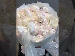 프랑스의 진주 눈 사틴 섬유 꽃 줄기 DIY 활 장식 꽃 재료