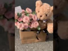 인형 봉제 귀여운 곰 꽃다발, 영원한 장미 조화 발렌타인 데이 선물, 여자아이 생일 선물
