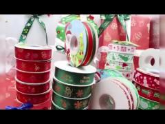Factory wholesale Christmas ribbons, hot stamping polyester ribbons, holiday decoration gifts, gift boxes, packaging ribbons, cross-border