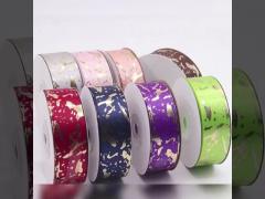2.5cm hot stamping ribbon gift box packaging Father's Day DIY gift ribbon marble pattern hot stamping ribbon