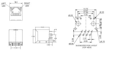 China RoHS Compliant RJ45 10 100 Base T Jack ABRACON ARJ11G MBSB MU2 for Network Interface Cards and PCs for sale