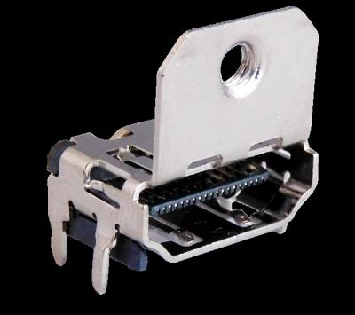 China Bel Fuse SS 53000 002 Right Angle HDMI Connector with Flange Supporting HD Video and Multi Channel Audio for sale